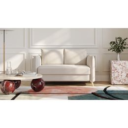 BRUNO Schlafsofa 120cm in Creme Ecru | Pillow | stabiles Massivholz & Boxspringkomfort