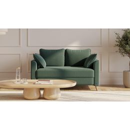 BRUNO Schlafsofa 120cm in Gr&uuml;n | Flow | stabiles Massivholz & Boxspringkomfort