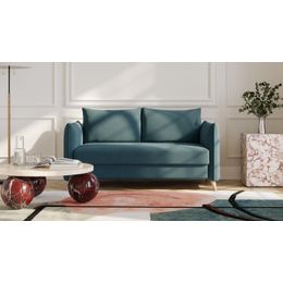 BRUNO Schlafsofa 140cm in Petrol T&uuml;rkis | Pillow | stabiles Massivholz & Boxspringkomfort