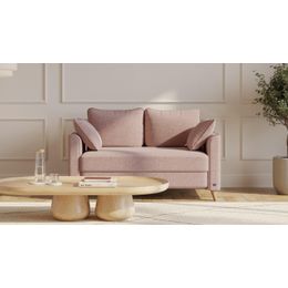 BRUNO Schlafsofa 120cm in Pink Blush Rosa | Flow | stabiles Massivholz & Boxspringkomfort