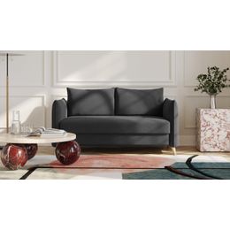 BRUNO Schlafsofa 140cm in Anthrazit | Pillow | stabiles Massivholz & Boxspringkomfort