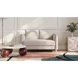 BRUNO Schlafsofa 120cm in Beige | Pillow | stabiles Massivholz & Boxspringkomfort