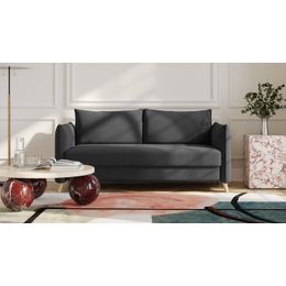 BRUNO Schlafsofa 160cm in Anthrazit | Pillow | stabiles Massivholz & Boxspringkomfort