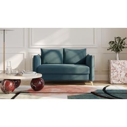 BRUNO Schlafsofa 120cm in Petrol T&uuml;rkis | Pillow | stabiles Massivholz & Boxspringkomfort