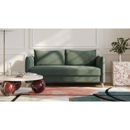BRUNO Schlafsofa 160cm in Gr&uuml;n | Pillow | stabiles Massivholz & Boxspringkomfort