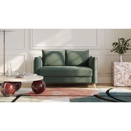BRUNO Schlafsofa 120cm in Gr&uuml;n | Pillow | stabiles Massivholz & Boxspringkomfort