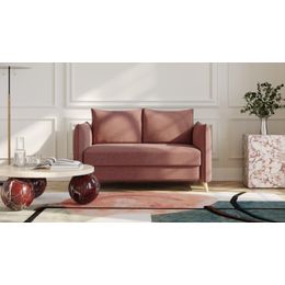 BRUNO Schlafsofa 120cm in Hazelnut Rot Braun | Pillow | stabiles Massivholz & Boxspringkomfort