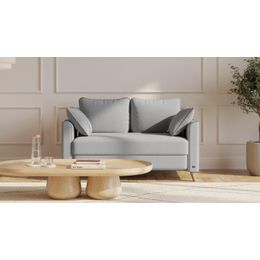 BRUNO Schlafsofa 120cm in Hellgrau | Flow | stabiles Massivholz & Boxspringkomfort