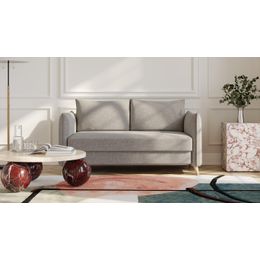 BRUNO Schlafsofa 140cm in Taupe Grau-Braun | Pillow | stabiles Massivholz & Boxspringkomfort