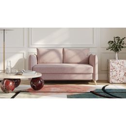 BRUNO Schlafsofa 140cm in Pink Blush Rosa | Pillow | stabiles Massivholz & Boxspringkomfort