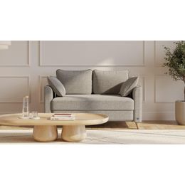 BRUNO Schlafsofa 120cm in Taupe Grau-Braun | Flow | stabiles Massivholz & Boxspringkomfort