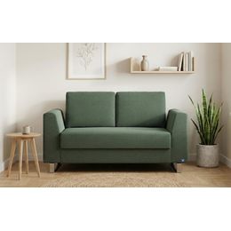 BRUNO Schlafsofa 120cm in Gr&uuml;n | Klassik | stabiles Massivholz & Boxspringkomfort