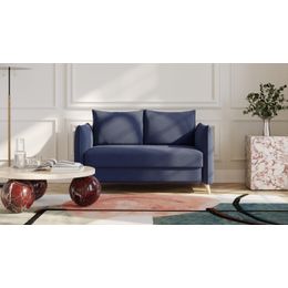 BRUNO Schlafsofa 120cm in Blau | Pillow | stabiles Massivholz & Boxspringkomfort