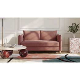 BRUNO Schlafsofa 140cm in Hazelnut Rot Braun | Pillow | stabiles Massivholz & Boxspringkomfort