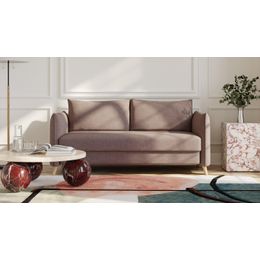 BRUNO Schlafsofa 160cm in Braun | Pillow | stabiles Massivholz & Boxspringkomfort