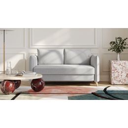BRUNO Schlafsofa 140cm in Silber Grau | Pillow | stabiles Massivholz & Boxspringkomfort