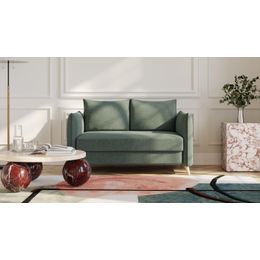 BRUNO Schlafsofa 120cm in Dunkel Waldgr&uuml;n | Pillow | stabiles Massivholz & Boxspringkomfort