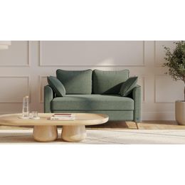 BRUNO Schlafsofa 120cm in Dunkel Waldgr&uuml;n | Flow | stabiles Massivholz & Boxspringkomfort