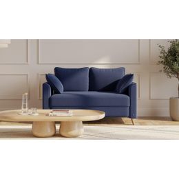 BRUNO Schlafsofa 120cm in Blau | Flow | stabiles Massivholz & Boxspringkomfort