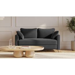 BRUNO Schlafsofa 140cm in Anthrazit | Flow | stabiles Massivholz & Boxspringkomfort