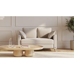 BRUNO Schlafsofa 120cm in Beige | Flow | stabiles Massivholz & Boxspringkomfort