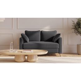 BRUNO Schlafsofa 120cm in Anthrazit | Flow | stabiles Massivholz & Boxspringkomfort