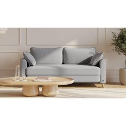 BRUNO Schlafsofa 120cm in Hellgrau | Flow | stabiles Massivholz & Boxspringkomfort