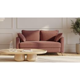 BRUNO Schlafsofa 140cm in Hazelnut Rot Braun | Flow | stabiles Massivholz & Boxspringkomfort