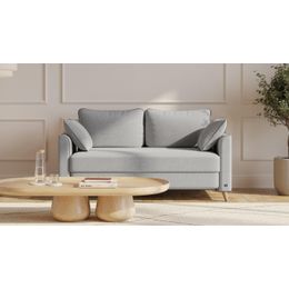 BRUNO Schlafsofa 140cm in Silber Grau | Flow | stabiles Massivholz & Boxspringkomfort