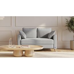BRUNO Schlafsofa 120cm in Silber Grau | Flow | stabiles Massivholz & Boxspringkomfort