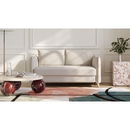 BRUNO Schlafsofa 140cm in Beige | Pillow | stabiles Massivholz & Boxspringkomfort