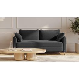 BRUNO Schlafsofa 160cm in Anthrazit | Flow | stabiles Massivholz & Boxspringkomfort