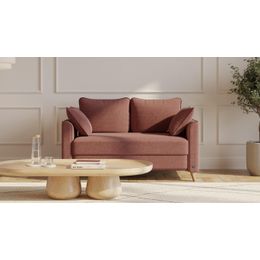 BRUNO Schlafsofa 120cm in Hazelnut Rot Braun | Flow | stabiles Massivholz & Boxspringkomfort