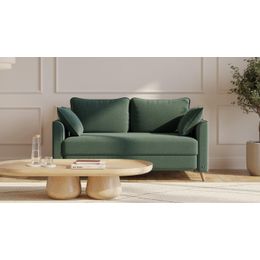 BRUNO Schlafsofa 140cm in Gr&uuml;n | Flow | stabiles Massivholz & Boxspringkomfort