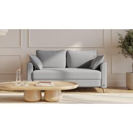 BRUNO Schlafsofa 120cm in Hellgrau | Flow | stabiles Massivholz & Boxspringkomfort