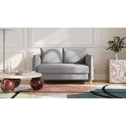 BRUNO Schlafsofa 160cm in Hellgrau | Pillow | stabiles Massivholz & Boxspringkomfort