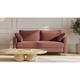 BRUNO Schlafsofa 160cm in Hazelnut Rot Braun | Flow | stabiles Massivholz & Boxspringkomfort