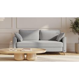 BRUNO Schlafsofa 160cm in Silber Grau | Flow | stabiles Massivholz & Boxspringkomfort