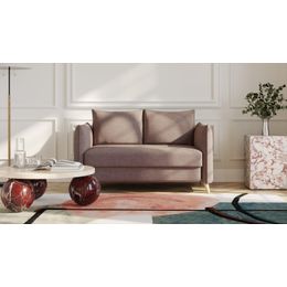 BRUNO Schlafsofa 120cm in Braun | Pillow | stabiles Massivholz & Boxspringkomfort