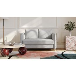 BRUNO Schlafsofa 120cm in Silber Grau | Pillow | stabiles Massivholz & Boxspringkomfort