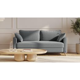 BRUNO Schlafsofa 160cm in Dunkelgrau | Flow | stabiles Massivholz & Boxspringkomfort