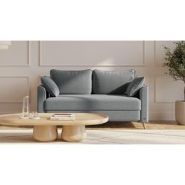 BRUNO Schlafsofa 140cm in Dunkelgrau | Flow | stabiles Massivholz & Boxspringkomfort