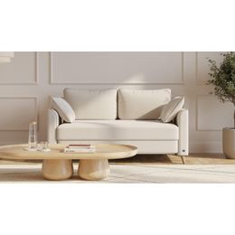 BRUNO Schlafsofa 140cm in Creme Ecru | Flow | stabiles Massivholz & Boxspringkomfort