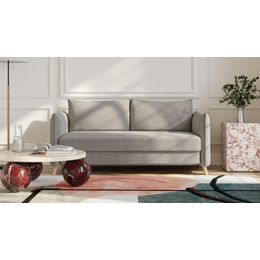 BRUNO Schlafsofa 160cm in Taupe Grau-Braun | Pillow | stabiles Massivholz & Boxspringkomfort