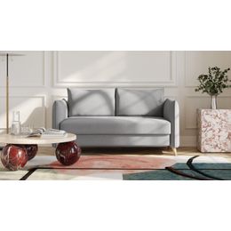 BRUNO Schlafsofa 140cm in Hellgrau | Pillow | stabiles Massivholz & Boxspringkomfort