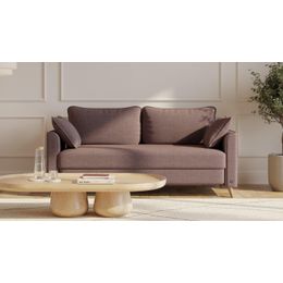 BRUNO Schlafsofa 160cm in Braun | Flow | stabiles Massivholz & Boxspringkomfort