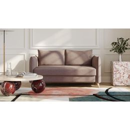BRUNO Schlafsofa 140cm in Braun | Pillow | stabiles Massivholz & Boxspringkomfort