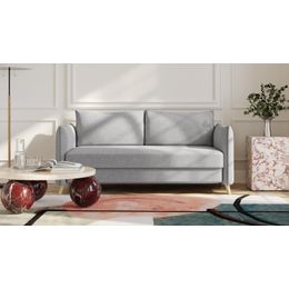 BRUNO Schlafsofa 160cm in Silber Grau | Pillow | stabiles Massivholz & Boxspringkomfort