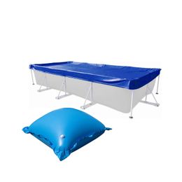 Abdeckplanen f&uuml;r Rechteckbecken in Blau mit Luftkissen - SET 600 x 300 cm mit 10 Luftkissen