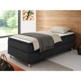 SONSTIGE Box 90 cm mit 7 Zonen Taschenfederkernmatratze und Topper Webstoff Anthrazit